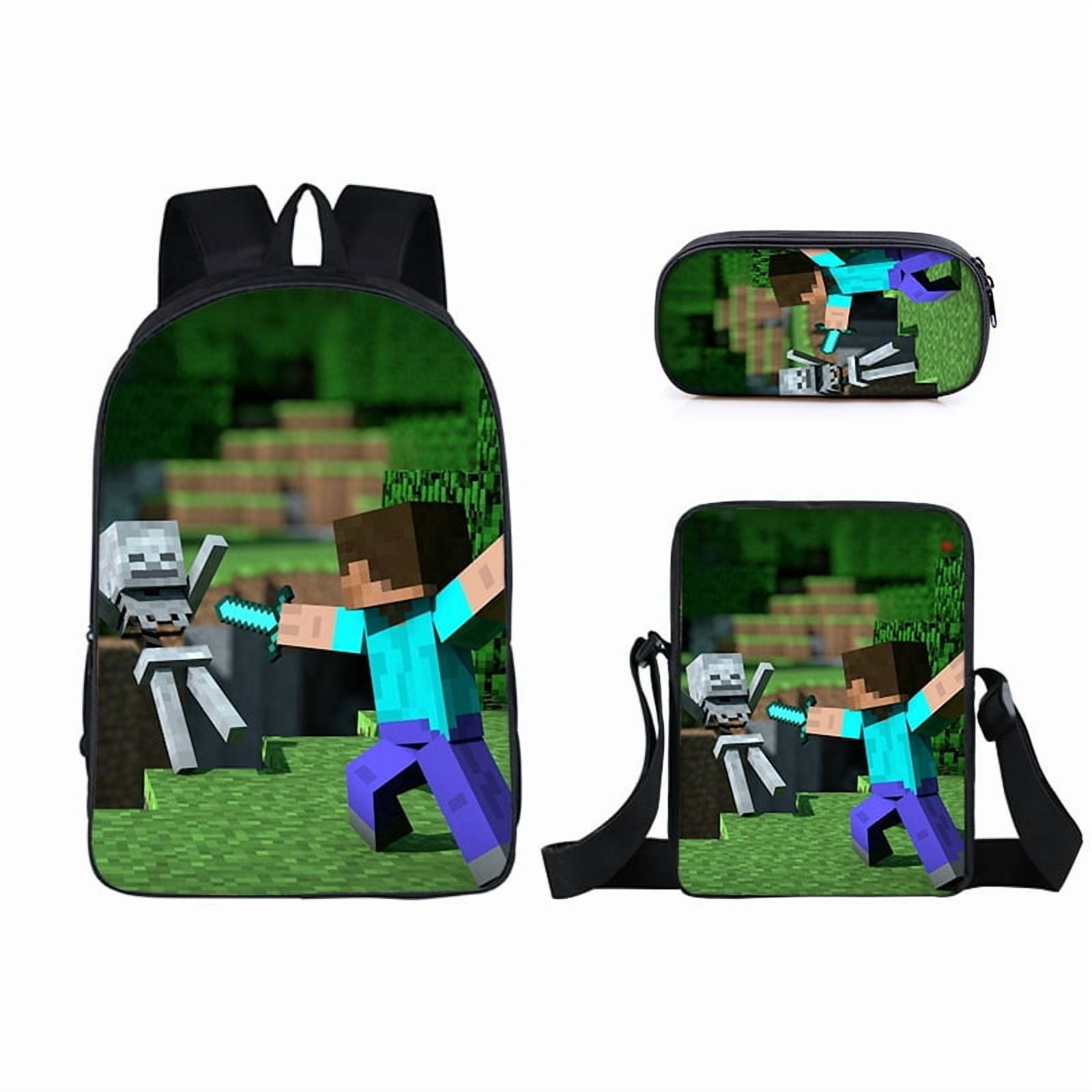 Minecraft Backpack Three-piece Set,Minecraft backpack adjustable ...