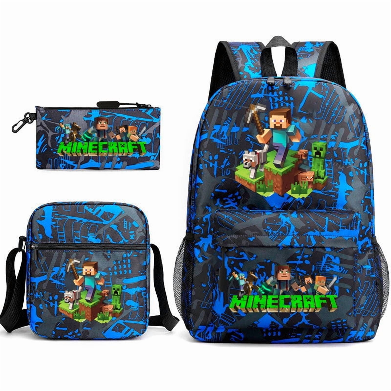 Minecraft Backpack Three-piece Set,Minecraft backpack adjustable ...