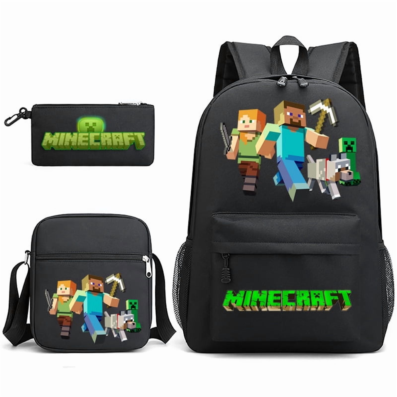 Minecraft Backpack Three-piece Set,Minecraft backpack adjustable ...