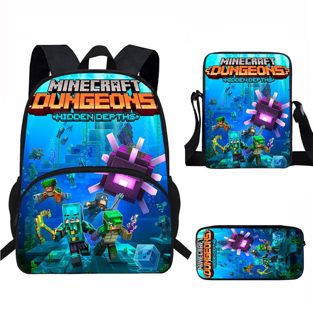 Minecraft Backpack Three-piece Set,Minecraft backpack adjustable ...