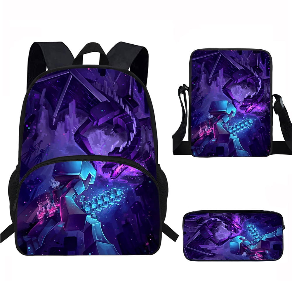 Minecraft Backpack Three-piece Set,Minecraft backpack adjustable ...