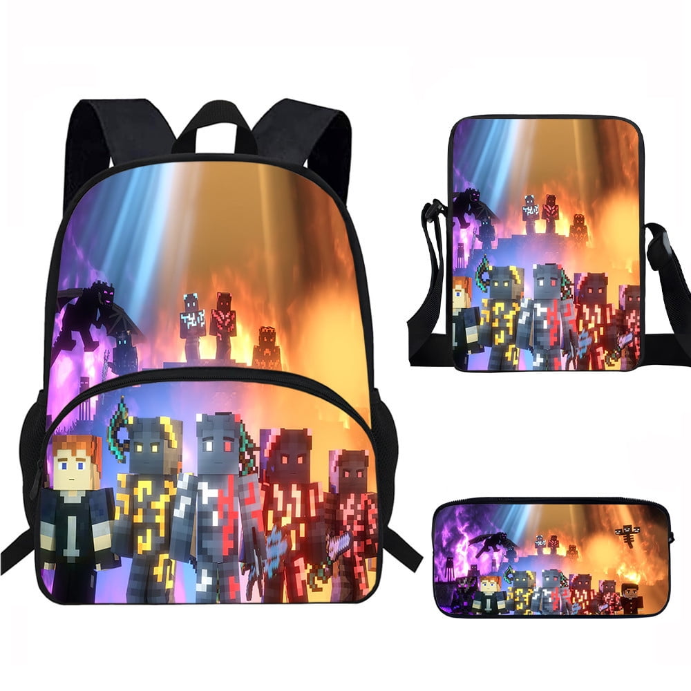 Minecraft Backpack Three-piece Set,Minecraft backpack adjustable ...