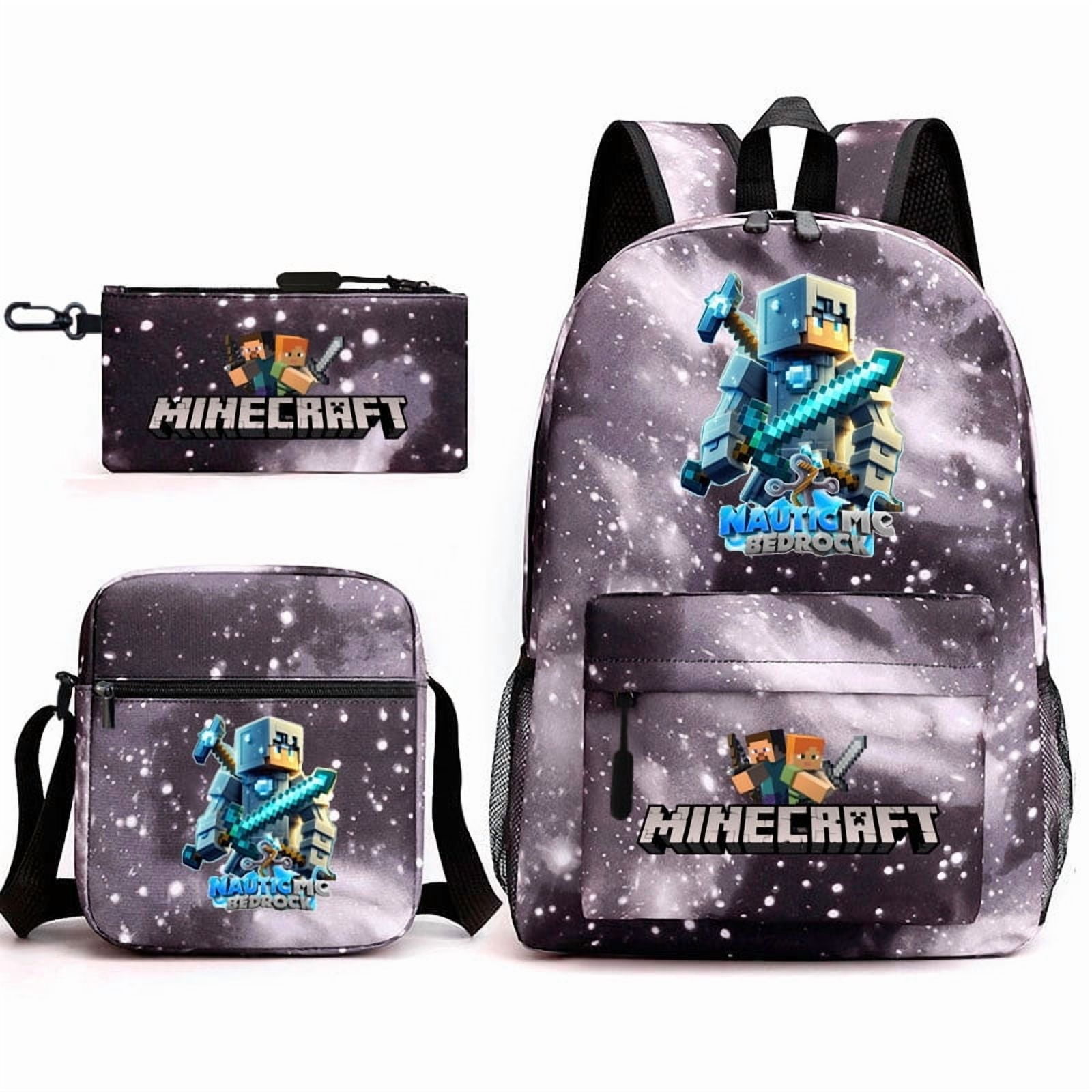 Minecraft Backpack Three-piece Set,Minecraft backpack adjustable ...