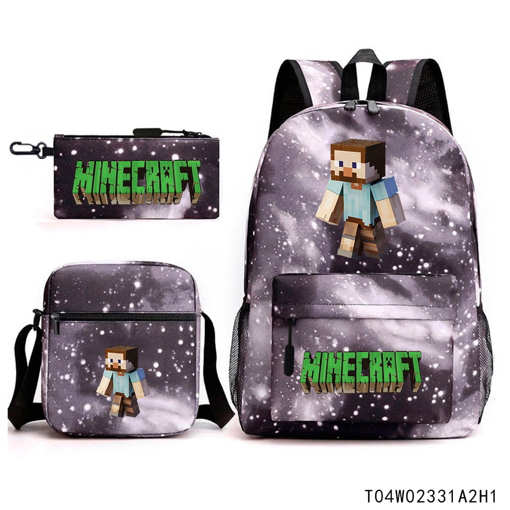 Minecraft Backpack Three-piece Set,Minecraft backpack adjustable ...