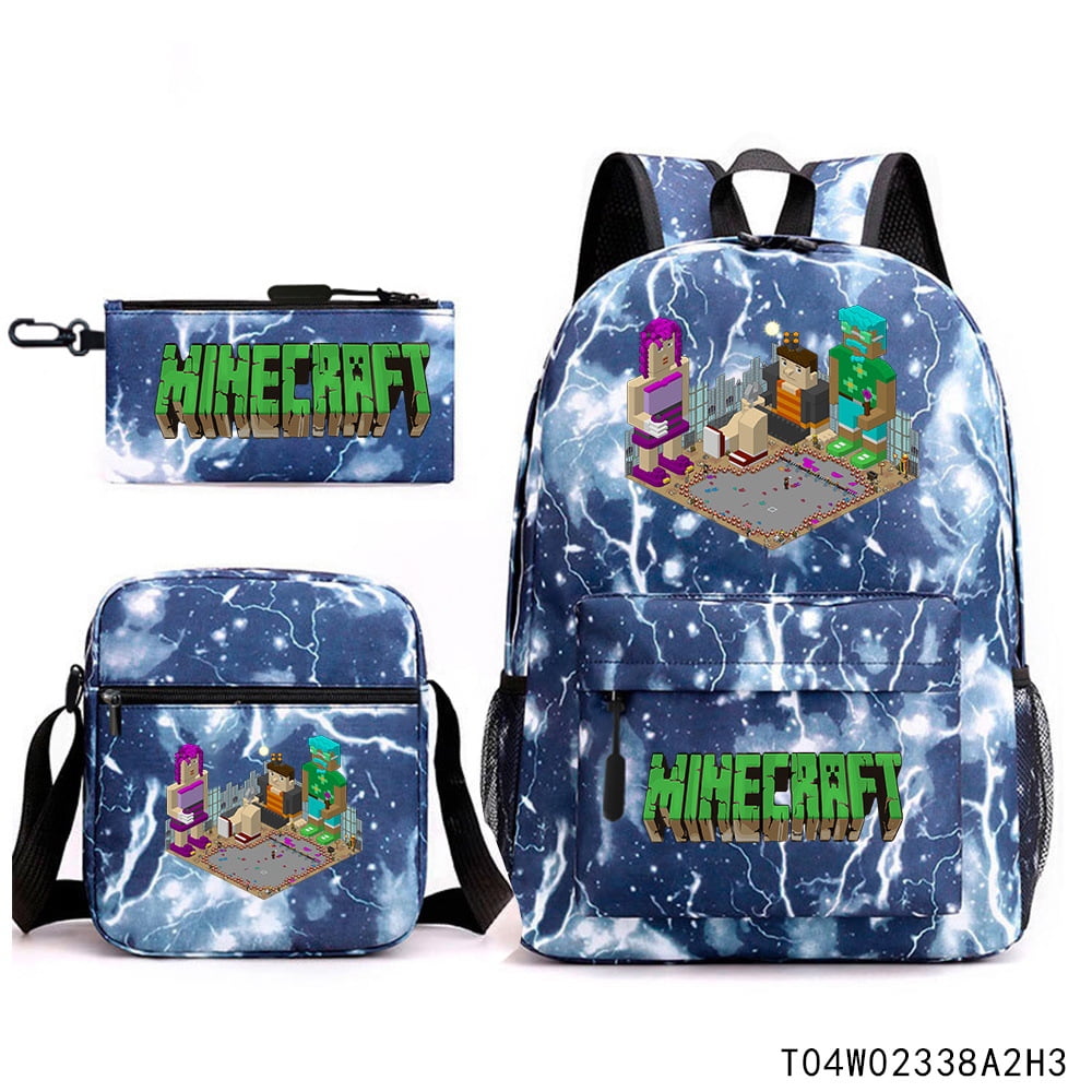 Minecraft Backpack Three-piece Set,Minecraft backpack adjustable ...