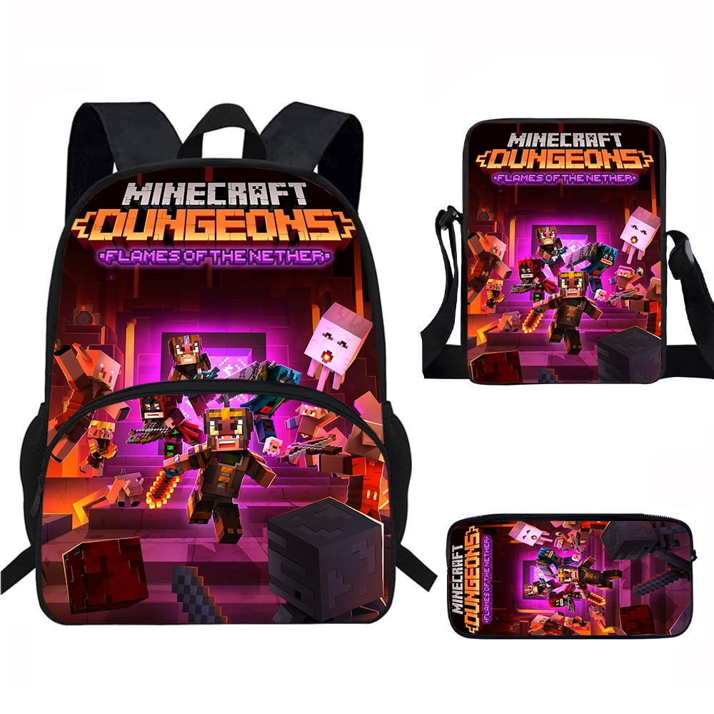 Minecraft Backpack Three-piece Set,Minecraft backpack adjustable ...