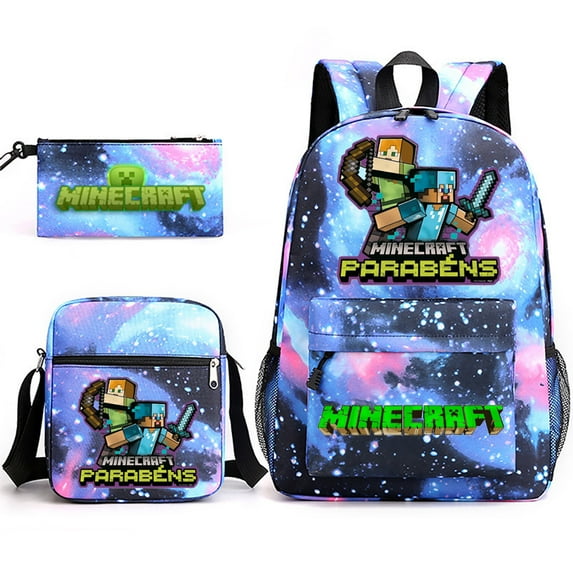 Minecraft Backpack Three-piece Set,Minecraft backpack adjustable ...