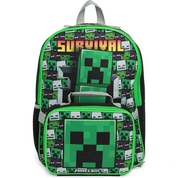 "Minecraft Backpack and Lunchbox Set, Kids Green and Black, Durable ...
