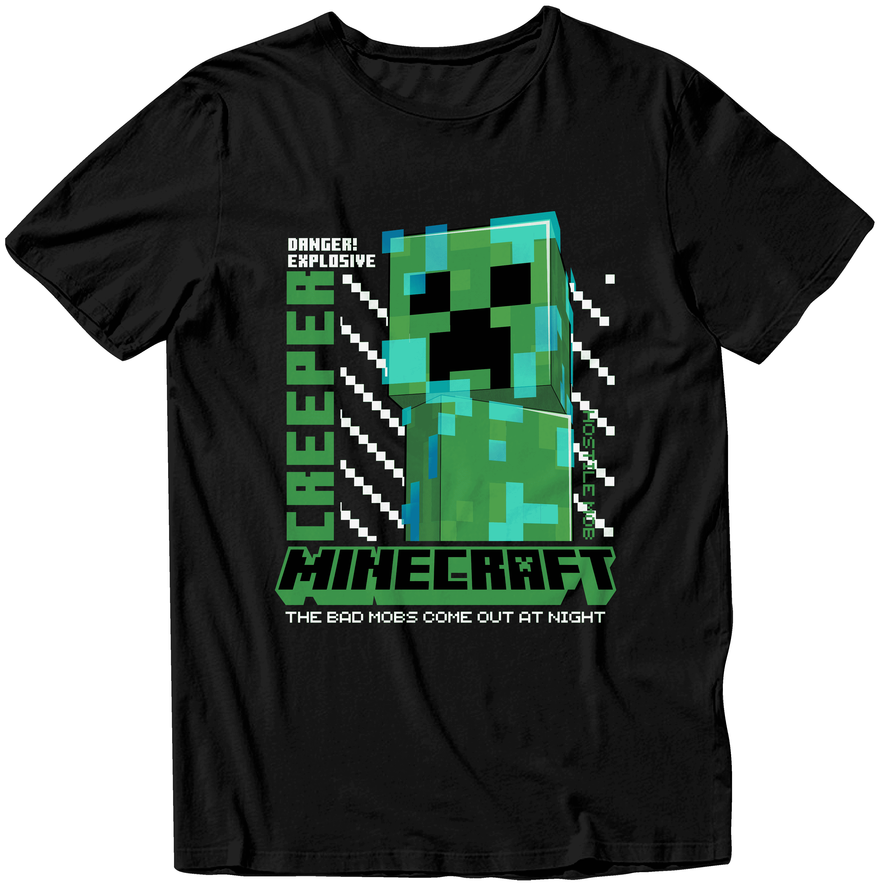 Minecraft Bad Mobs Come Out At Night Unisex Short Sleeved T-Shirt ...