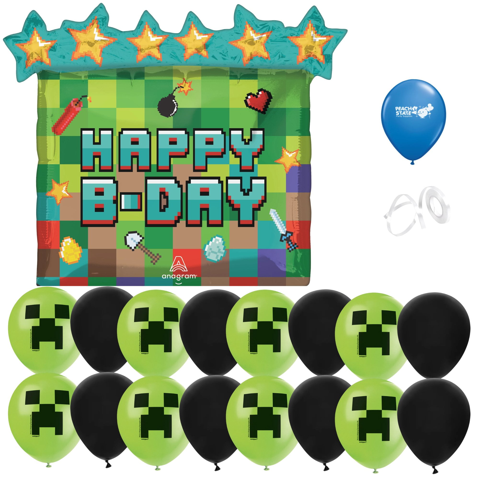 Unique Minecraft Balloon Bundle, Giant 25in x 23in Foil Balloon, Party ...