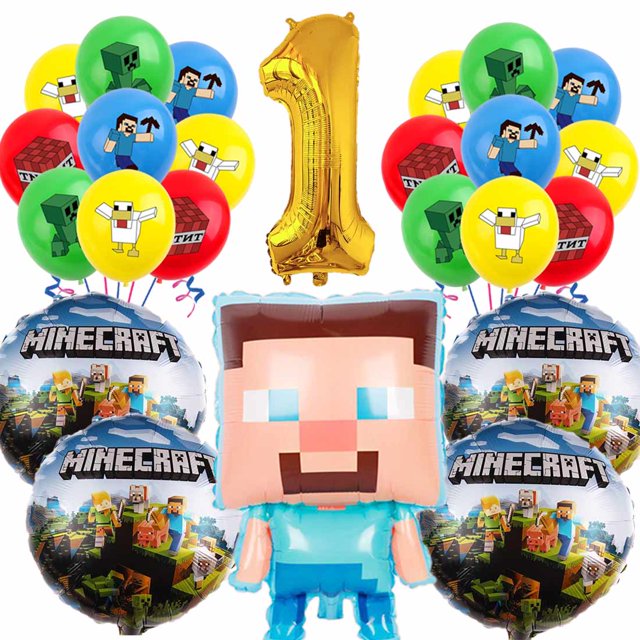 Minecraft Balloons Party Supplies 1st Big Number Decorations Decor Kit ...