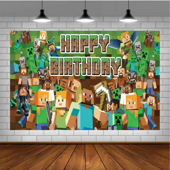 Minecraft Banner Poster Wall Decor Birthday Backdrop Background Party ...