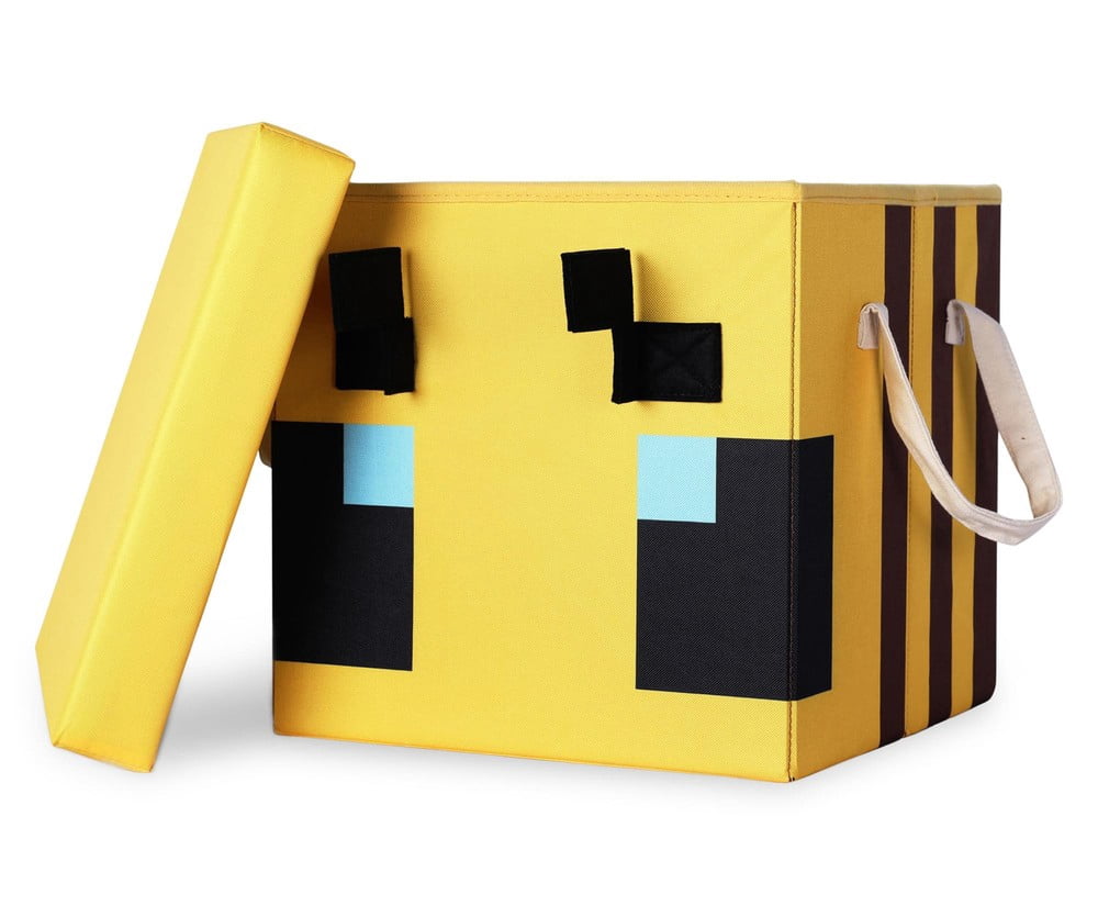 Minecraft Bee Fabric Storage Bin Cube Organizer with Lid | 15 Inches ...