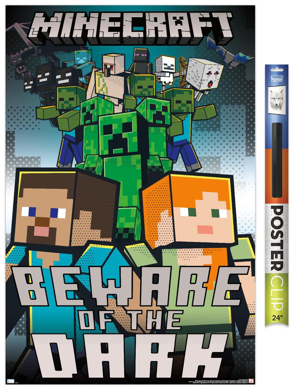 Minecraft - Beware Of The Dark Wall Poster, 22.375" x 34" - Walmart.com