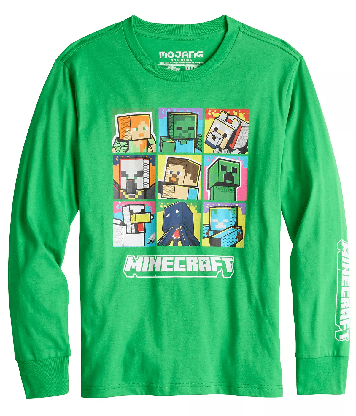 Minecraft Big Boys' Character Grid Long Sleeve T-Shirt, Sizes 8-18 ...
