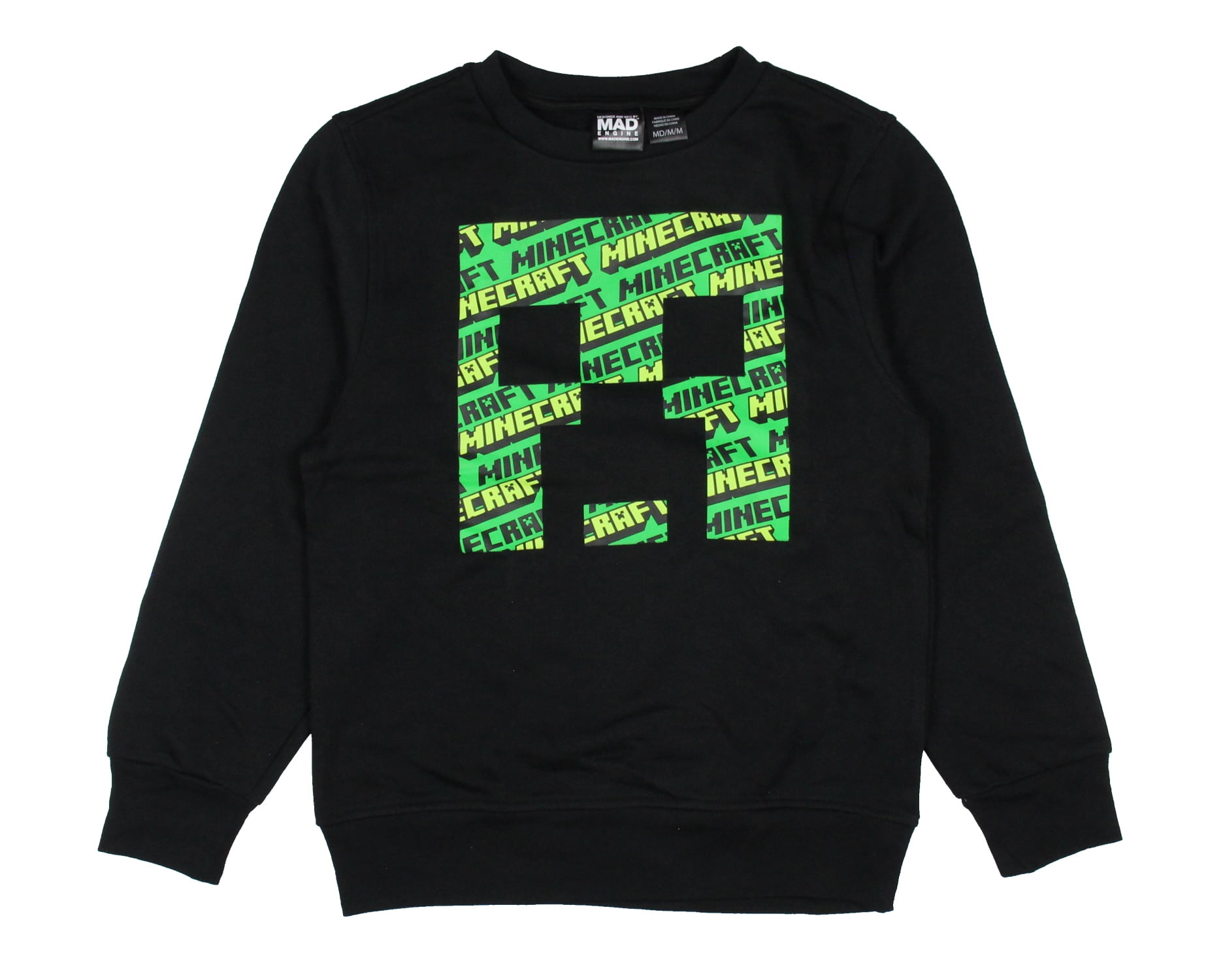 Minecraft Big Boys Creeper Face Kids Graphic Pullover Sweatshirt ...
