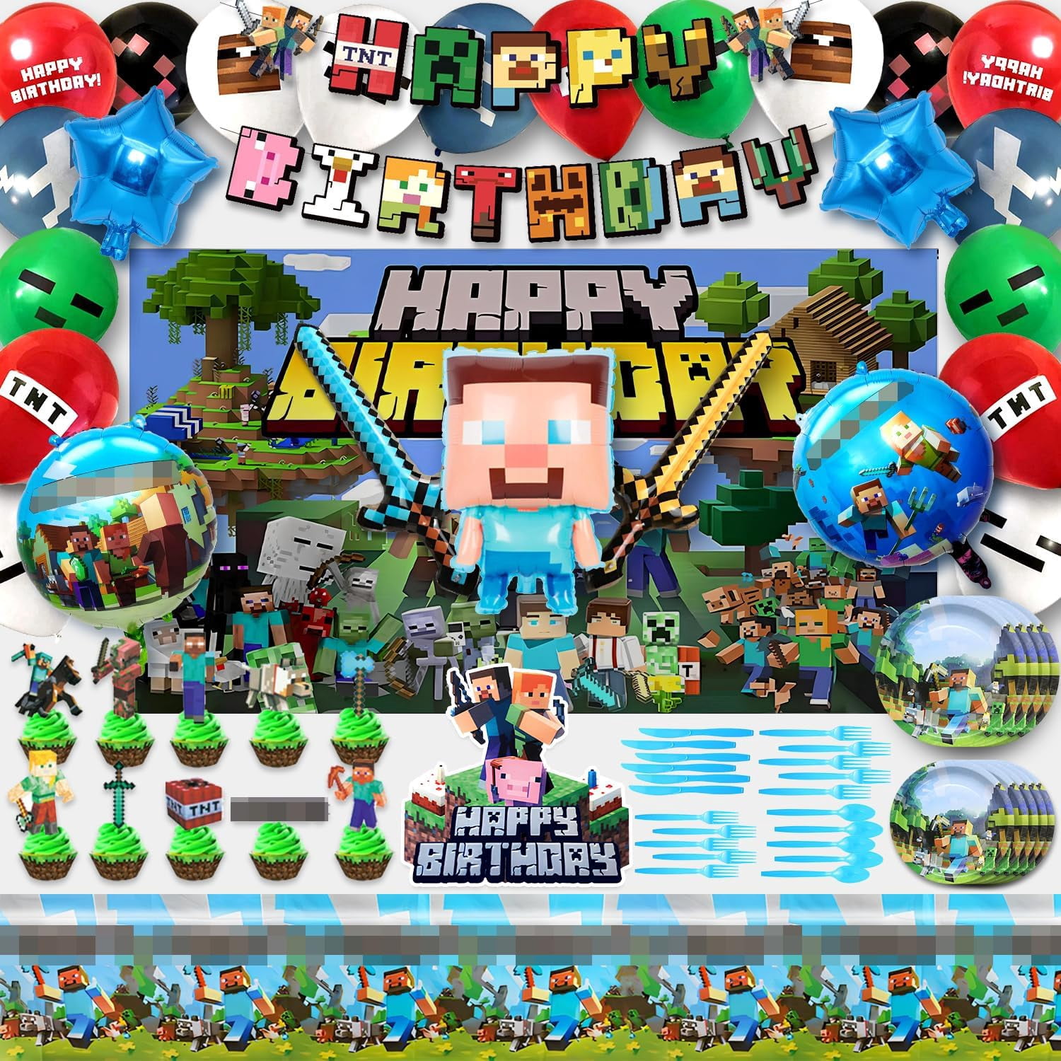 Minecraft Birthday Decorations Minecraft Party Favors Pixel Game Party ...