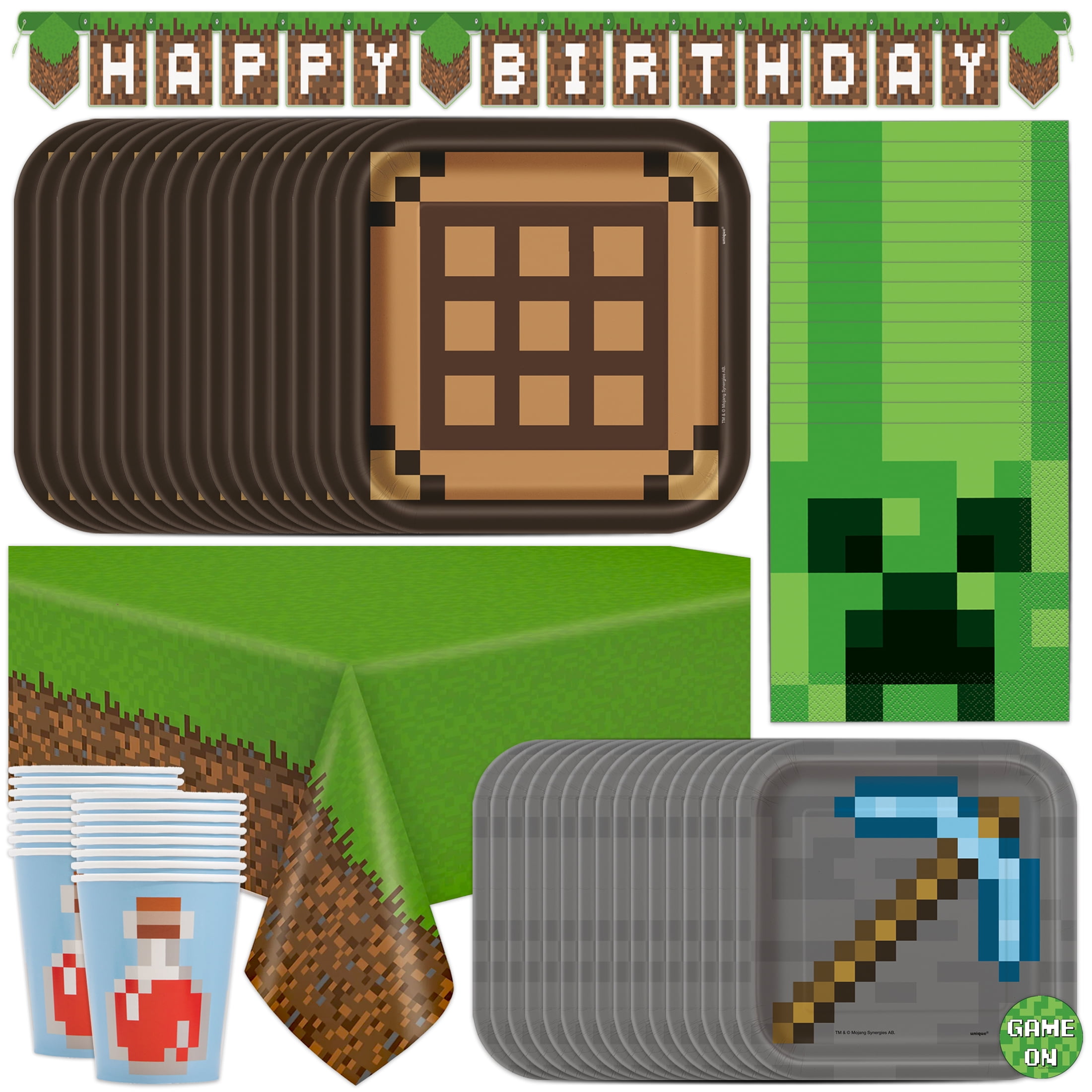 Minecraft Creeper Birthday Decorations Set for 16 | Party Supplies ...
