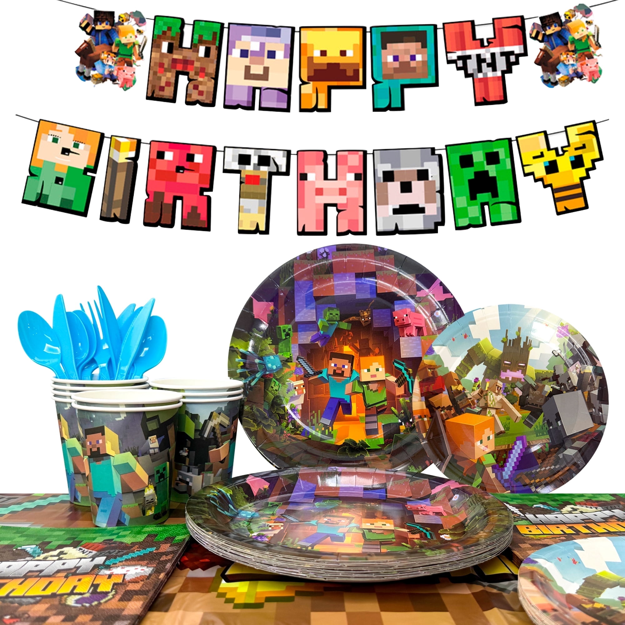 Minecraft Birthday Party Plates Minecraft Birthday Party Deluxe Kit