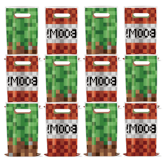 Minecraft Birthday Party Supplies, 10 Pcs Pixel Game Party Favor Bags ...