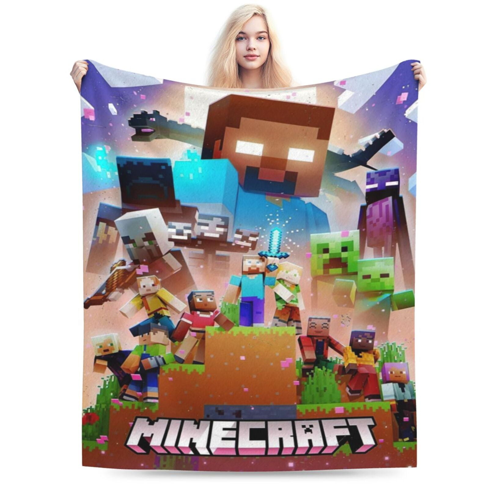 Minecraft Blanket Flannel Bed Blanket Air-conditioning for Sofa and Bed ...