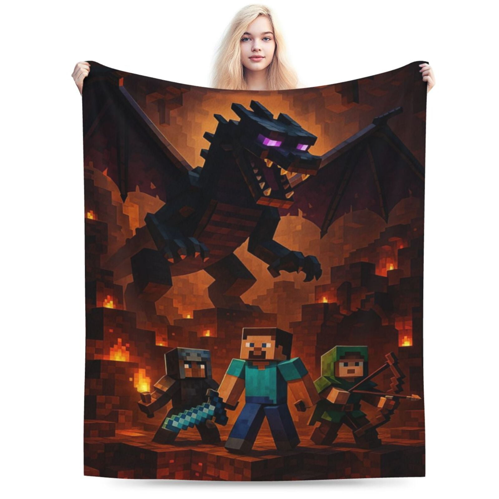 Minecraft Blanket Flannel Bed Blanket Air-conditioning for Sofa and Bed ...