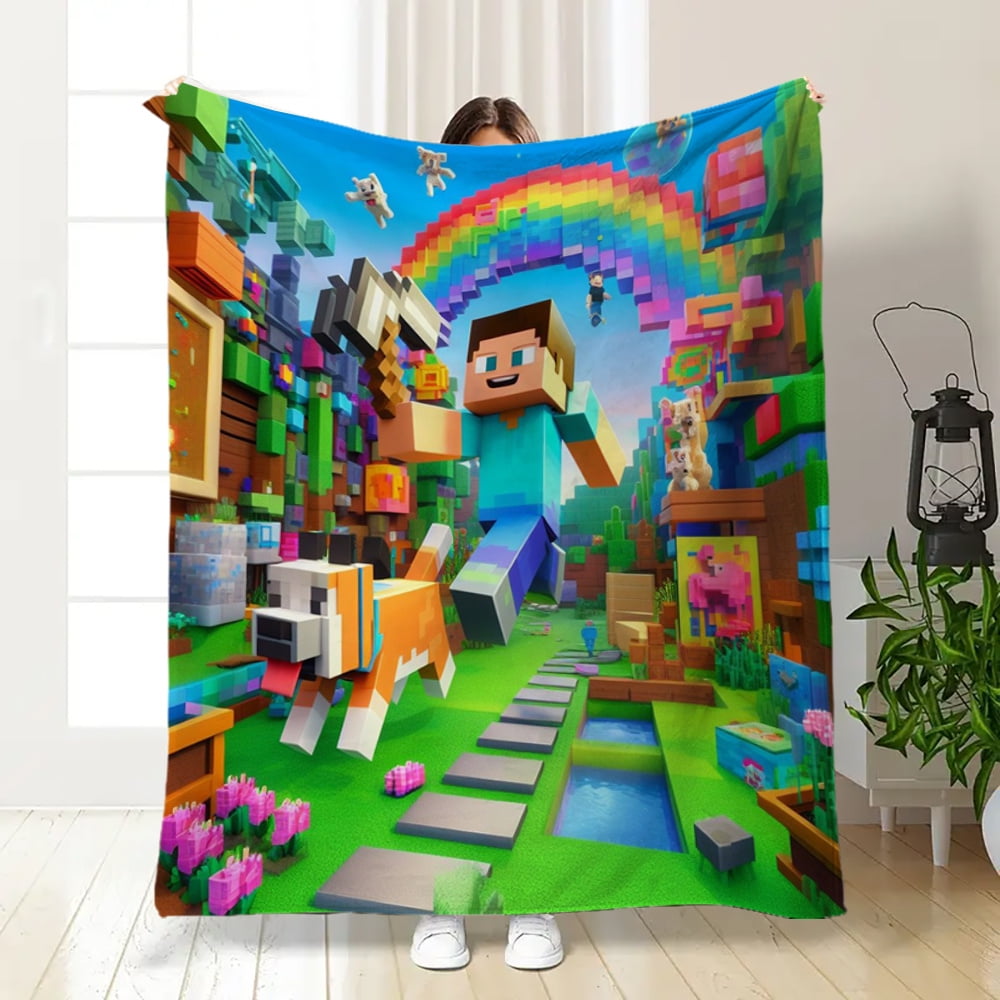 Minecraft Blanket Game Comforter - Video Game Bedspread with Steve ...