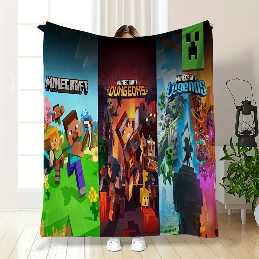 Minecraft Blanket - Soft Flannel All-Season Bedspread with Steve ...