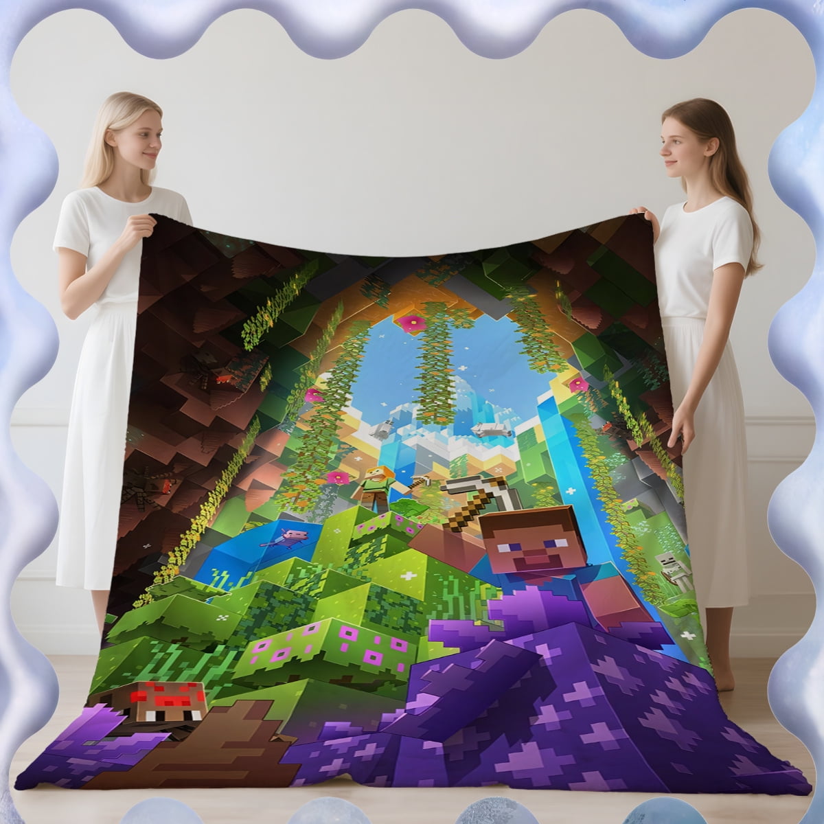 Minecraft Block-based Game Bedspread & Blanket - Soft All-Season Pixel ...
