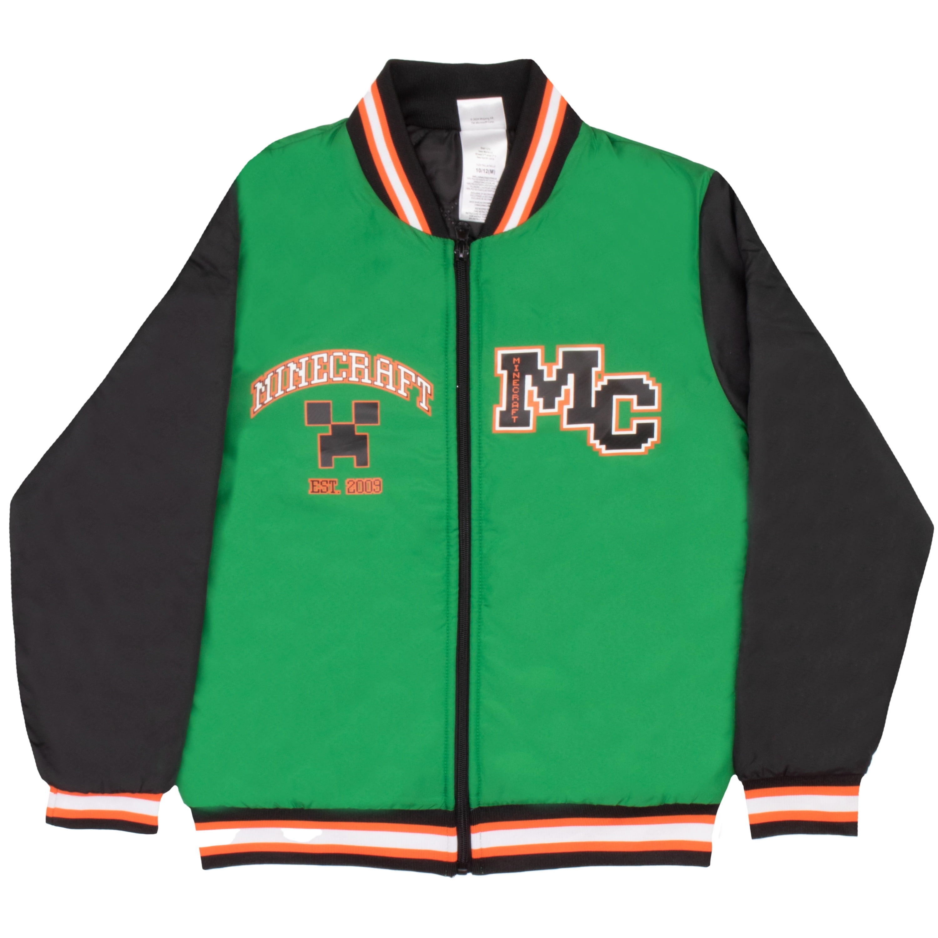 Minecraft Bomber Jacket for Boys, Zip-Up Creeper Varsity Jacket for ...