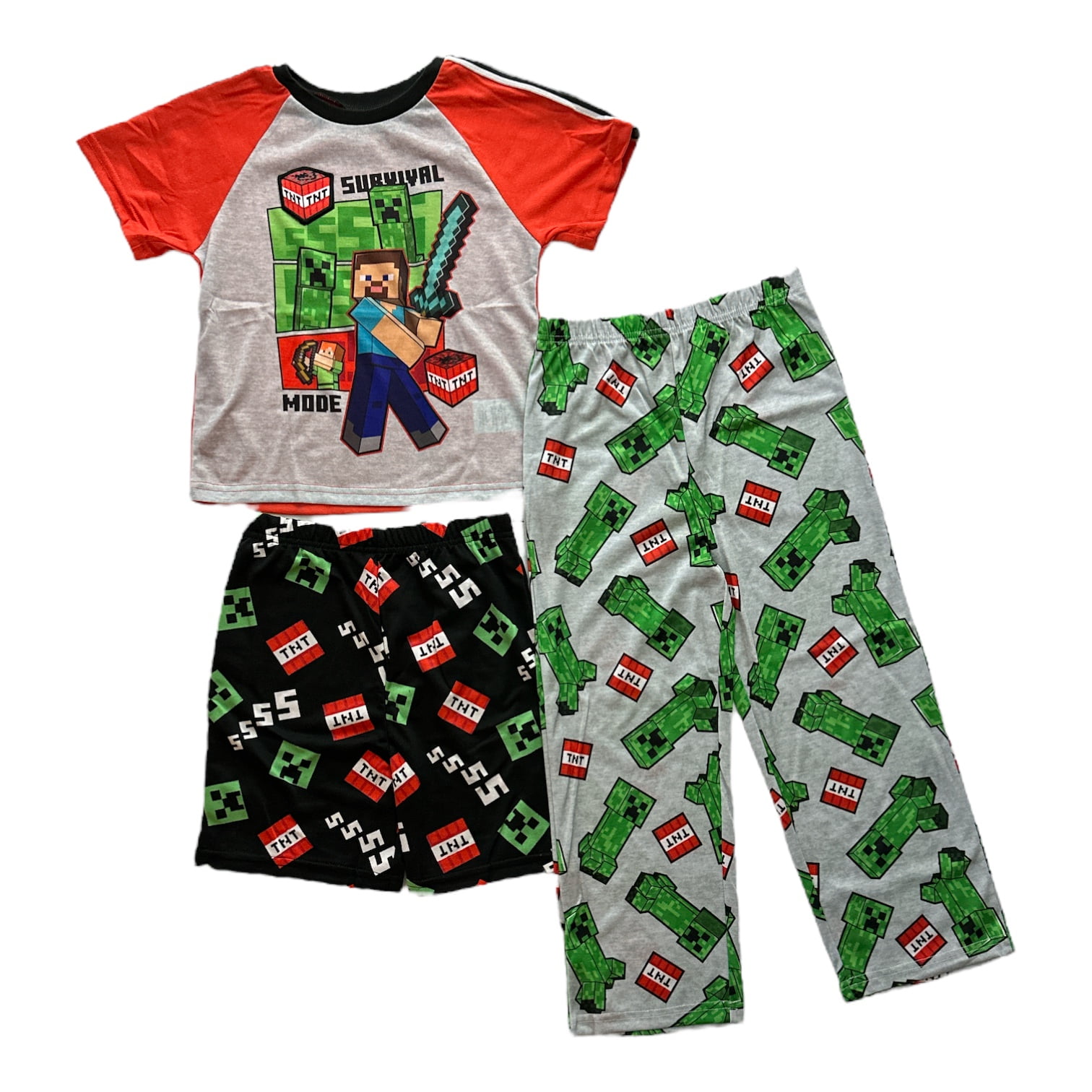 Minecraft Boy's 3 Piece Short & Pant Jersey Pajama Set (6) - Walmart.com