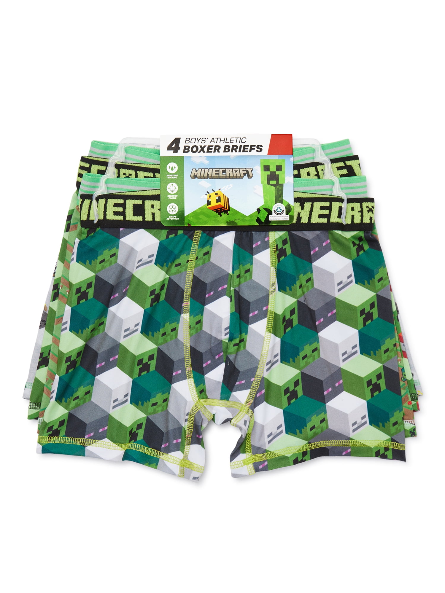 Minecraft Boy's All Over Print Boxer Briefs Underwear, 4-Pack, Sizes XS ...