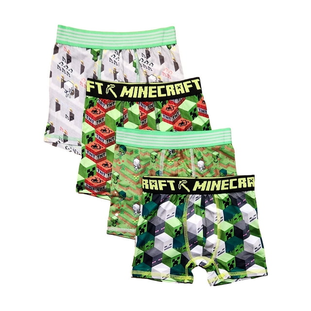 Minecraft Boy's All Over Print Boxer Briefs Underwear, 4-Pack, Sizes XS ...