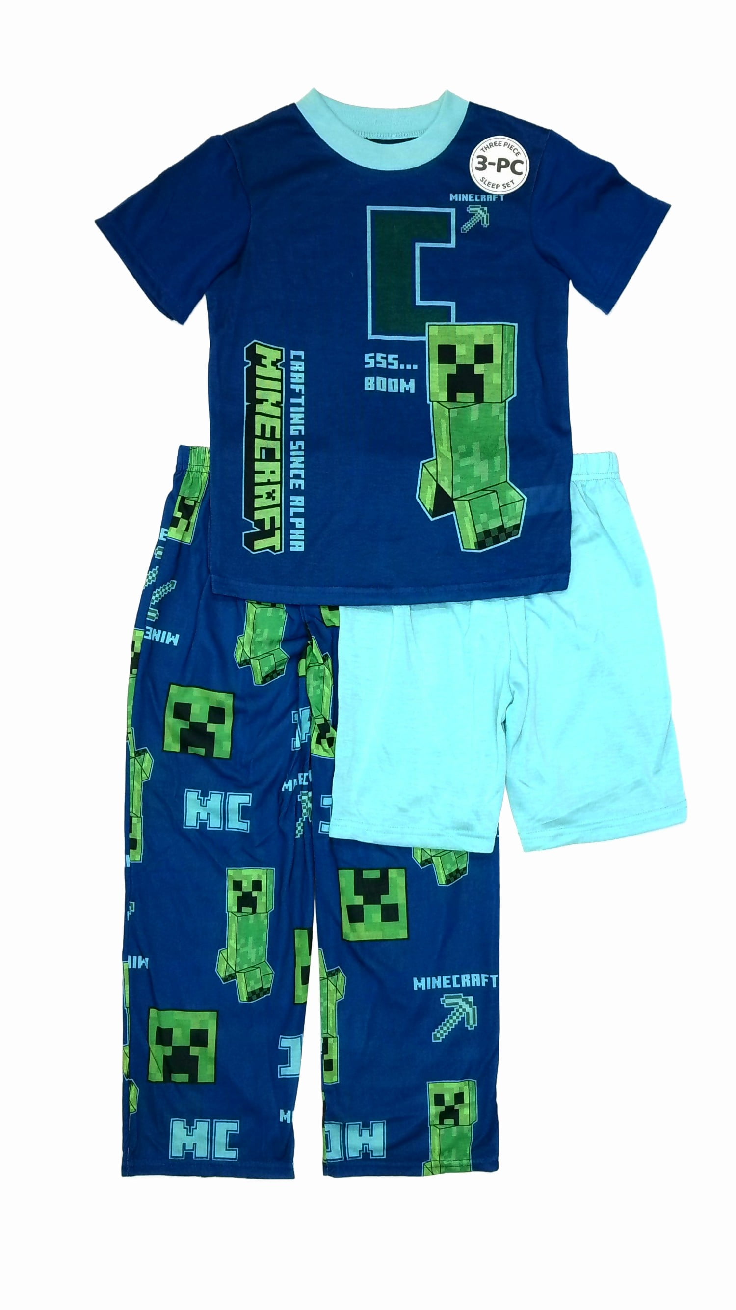 Minecraft Boy's Crafting Since Alpha Creeper 3-Piece Polyester Pajama ...