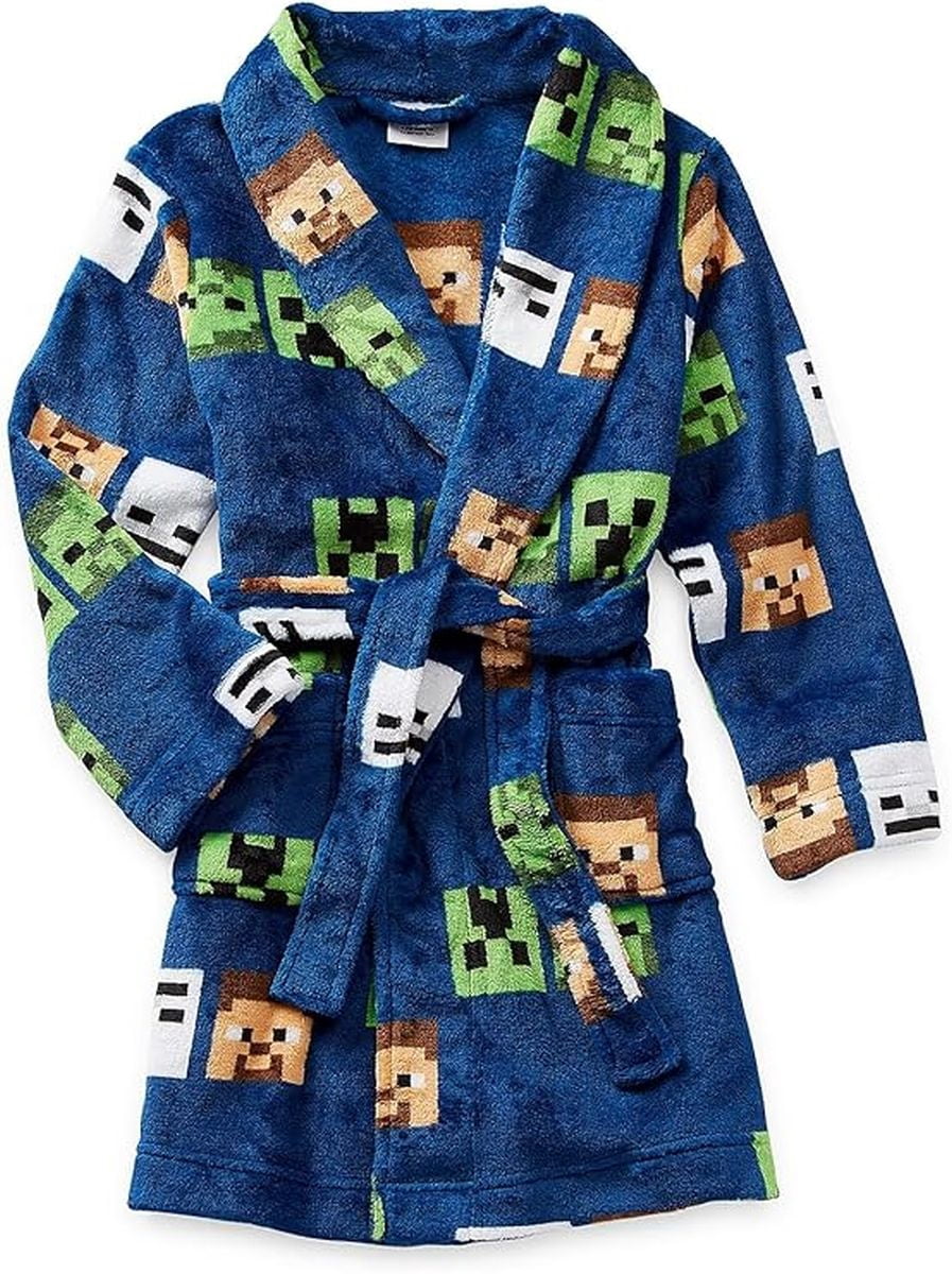 Minecraft Boy's Creeper, Skeleton, Steve Character Print Bathrobe, Robe ...
