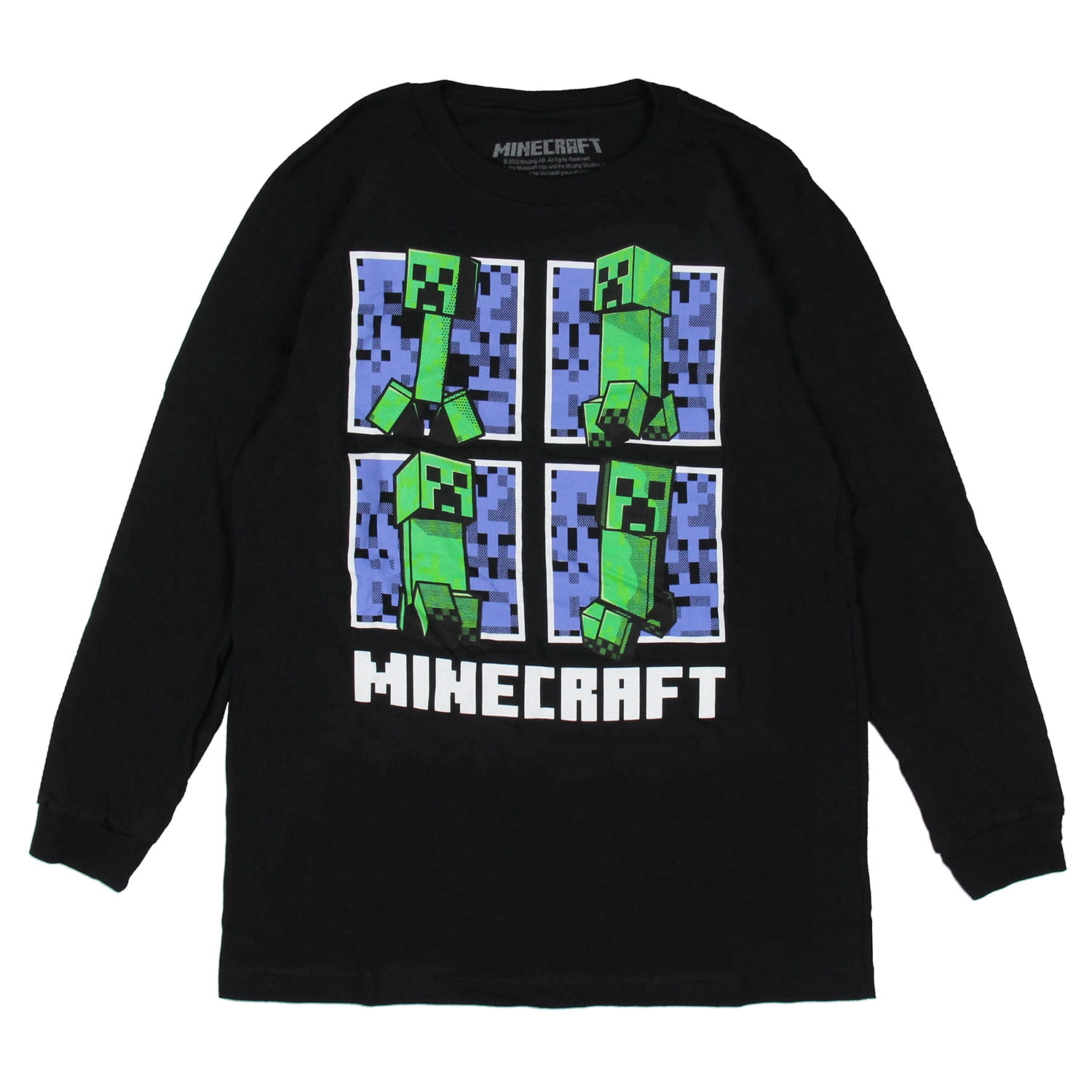Minecraft Boy's Four Square Creeper Poses Long-Sleeve Graphic T-Shirt ...