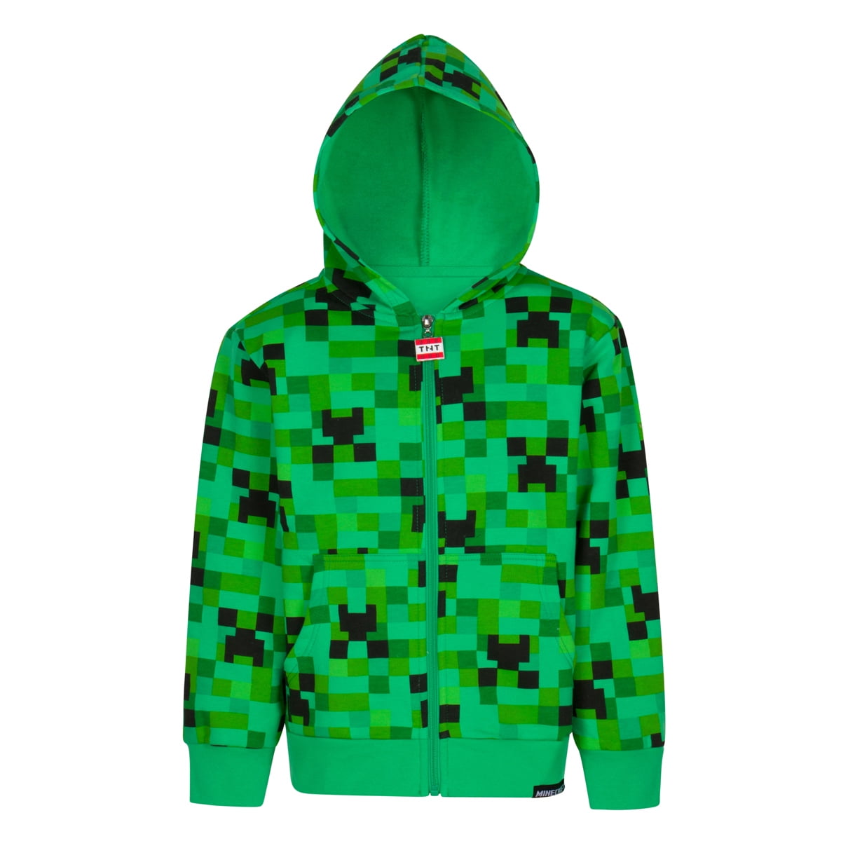 Minecraft Boy's Hoodie - Green Creeper Zip-Up Hooded Sweatshirt for ...