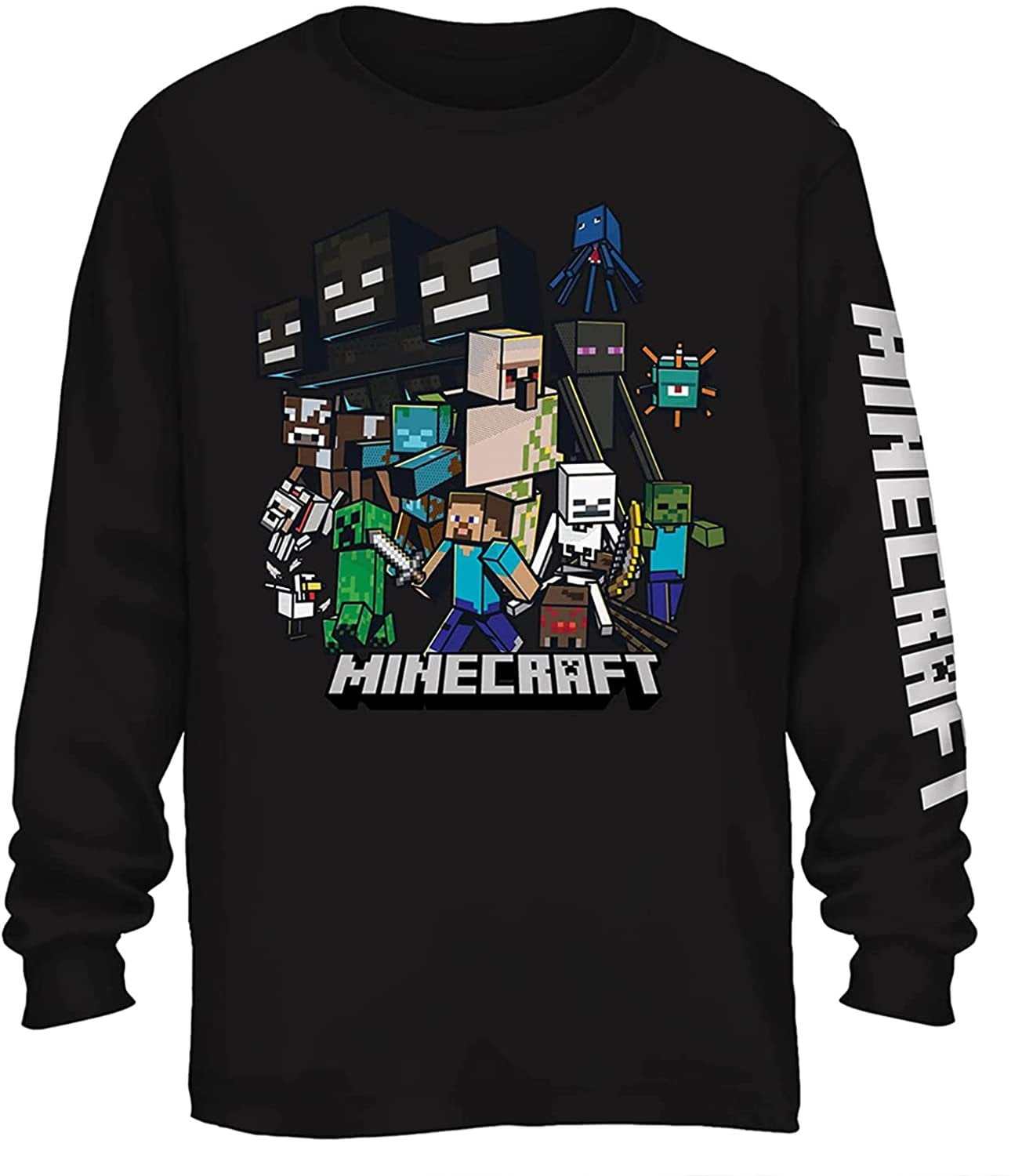 Minecraft Boys Video Game T-Shirt - Black and Green Creeper Face ...