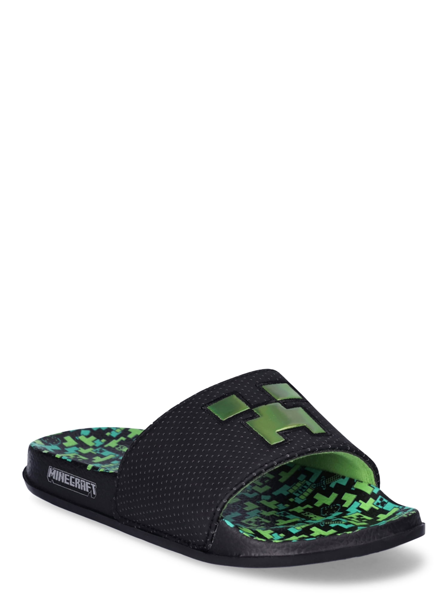 Minecraft Youth Gamer Creeper Slip-On Comfort Slide Sandals for Boys ...