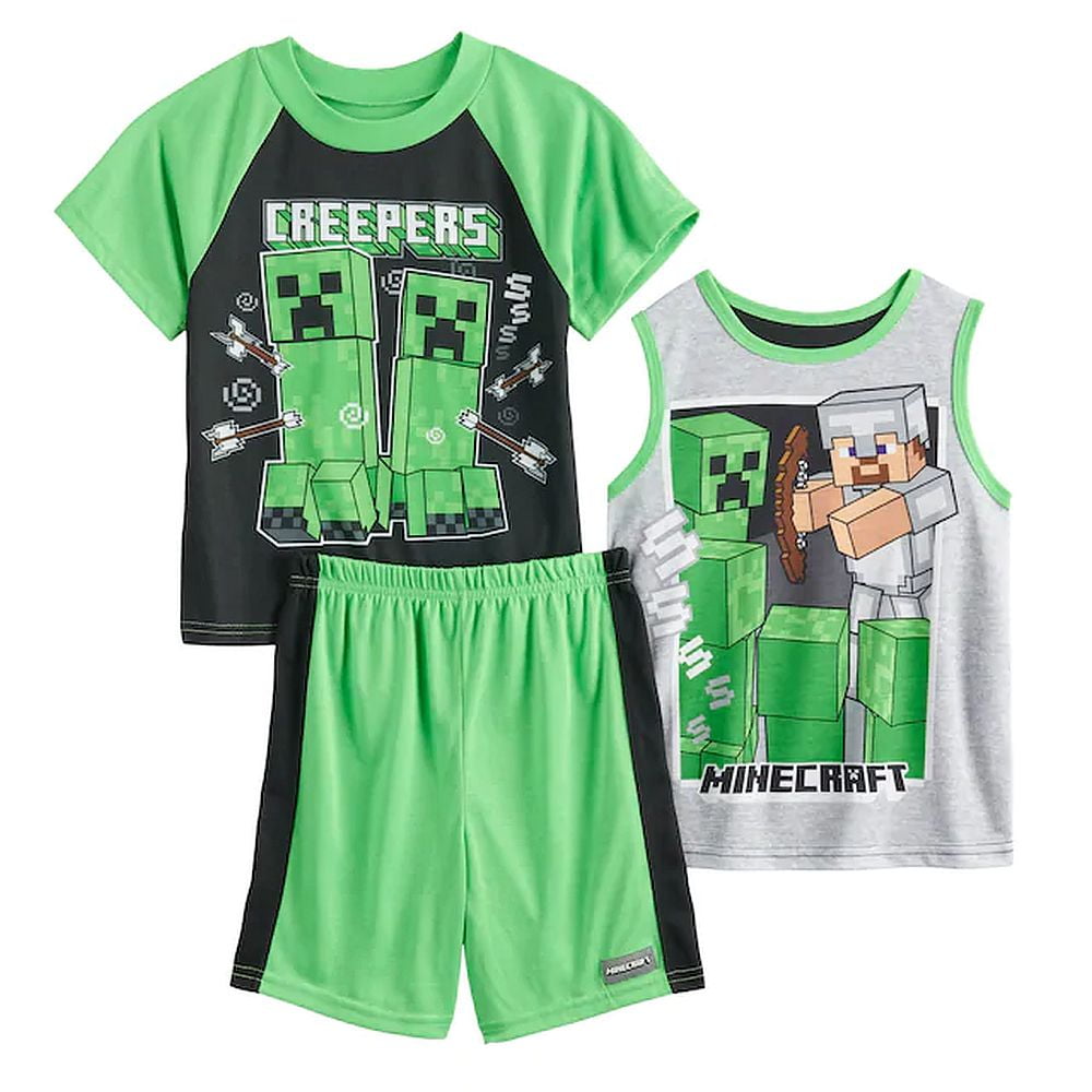Minecraft Boy's Steve in Diamond Armor and Creepers 3-Piece Shorts Set ...