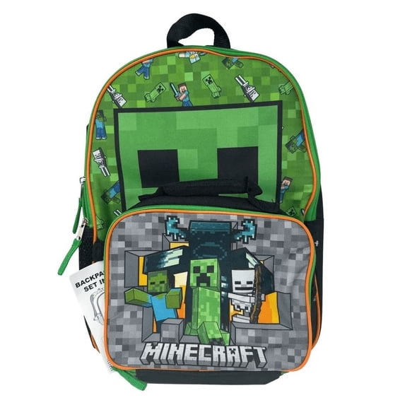 Minecraft Boys' 16" School Backpack with Lunch Box Set - Walmart.com