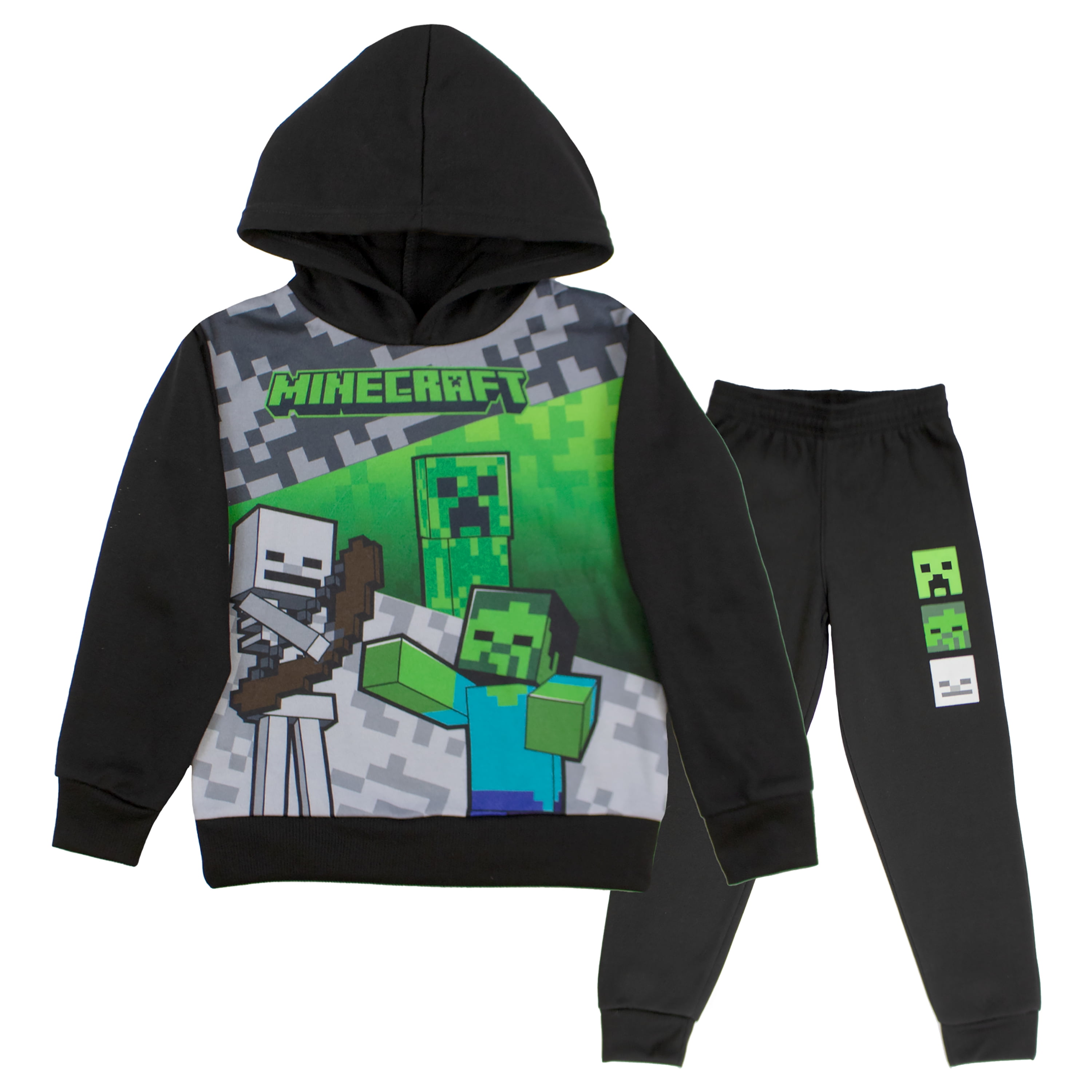 Minecraft Creeper Zombie Steve Little Boys Fleece Pullover Hoodie ...