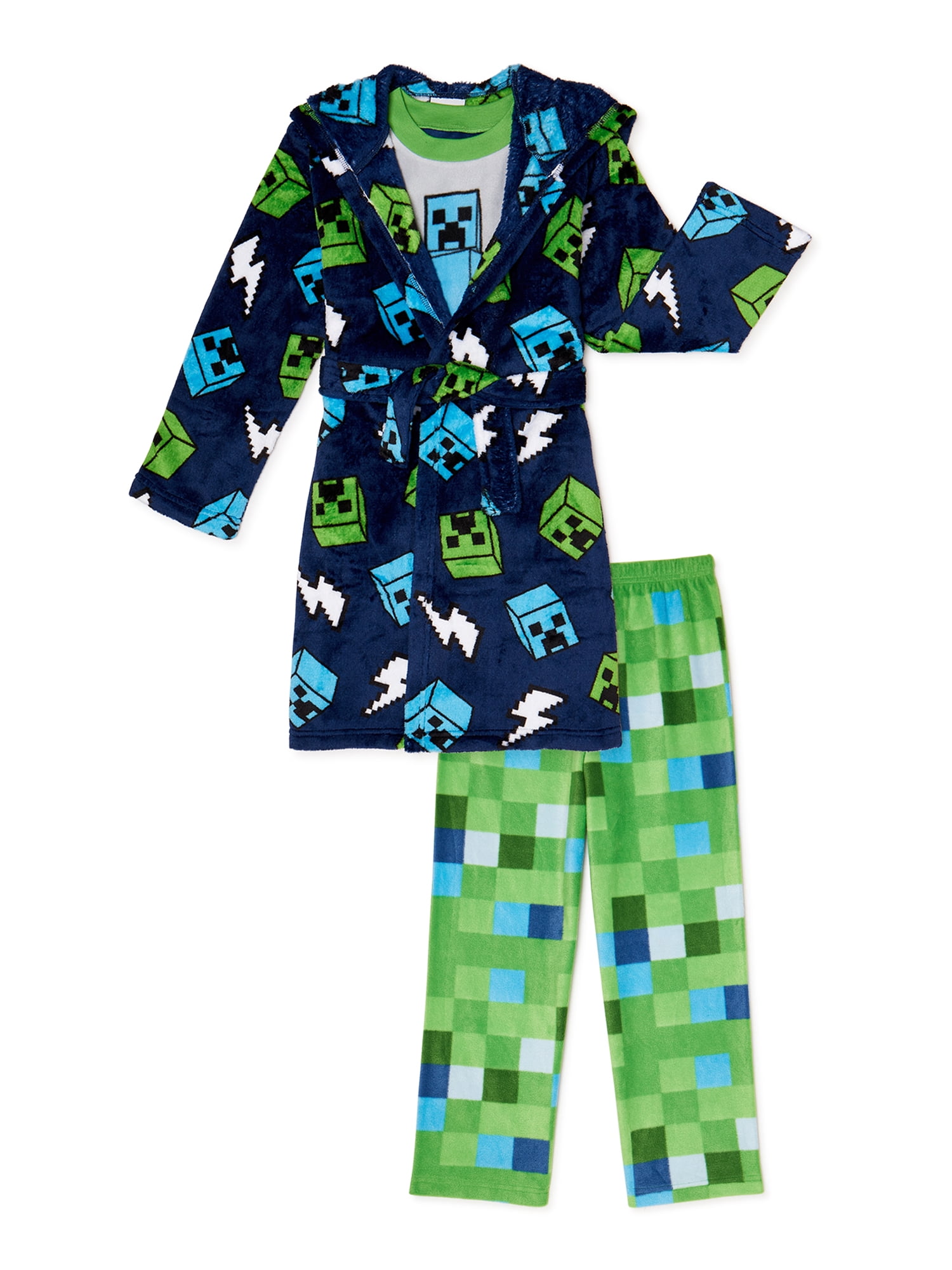 Minecraft Boys 2-Piece Pajama Set with Robe Sizes 6-10 - Walmart.com