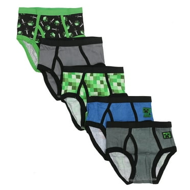 Minecraft Boys 5 Pack Boxer Briefs, 100% Cotton Underwear, Creeper ...