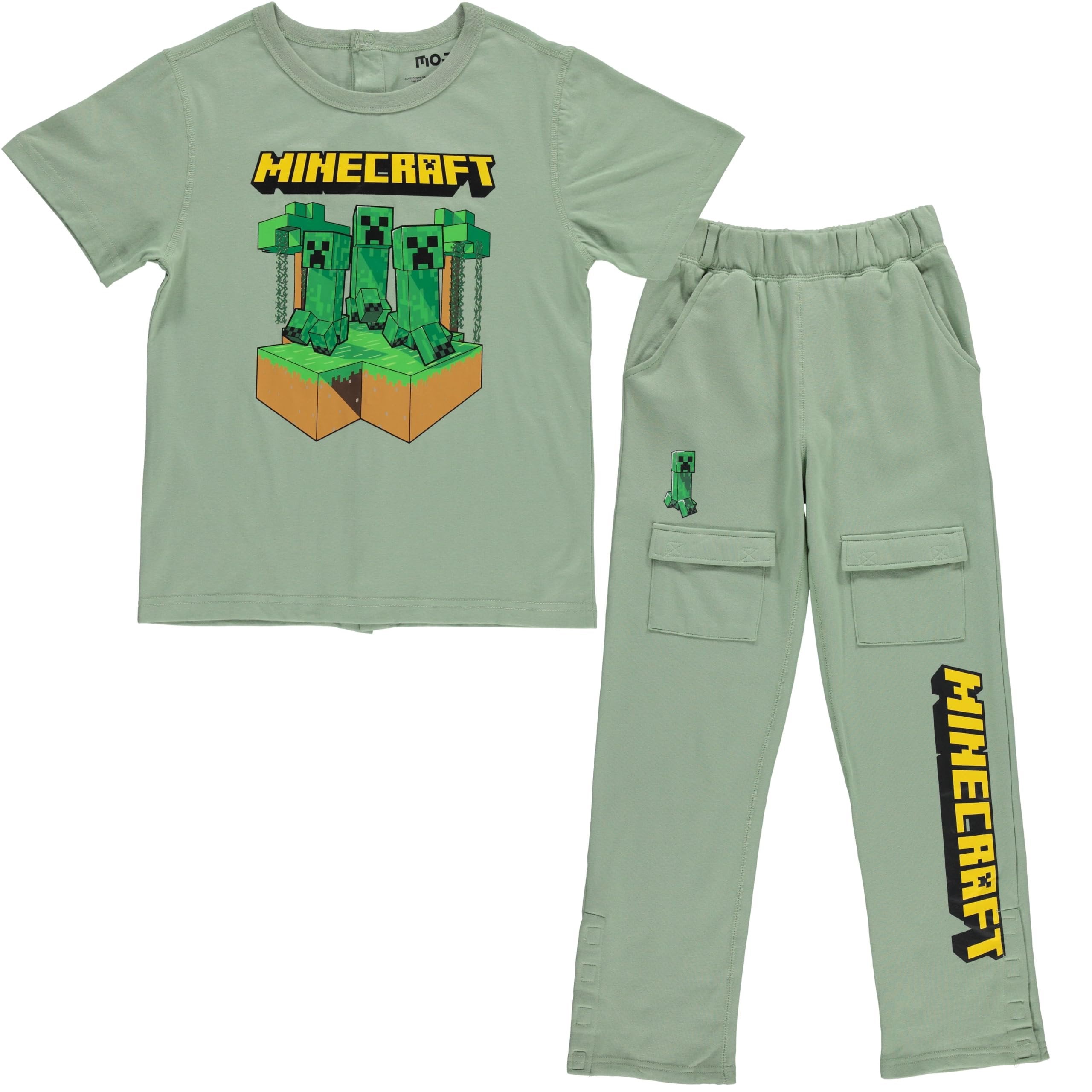 Minecraft Boys Adaptive T-Shirt & Cargo Sweatpants Set, Gaming Clothing ...