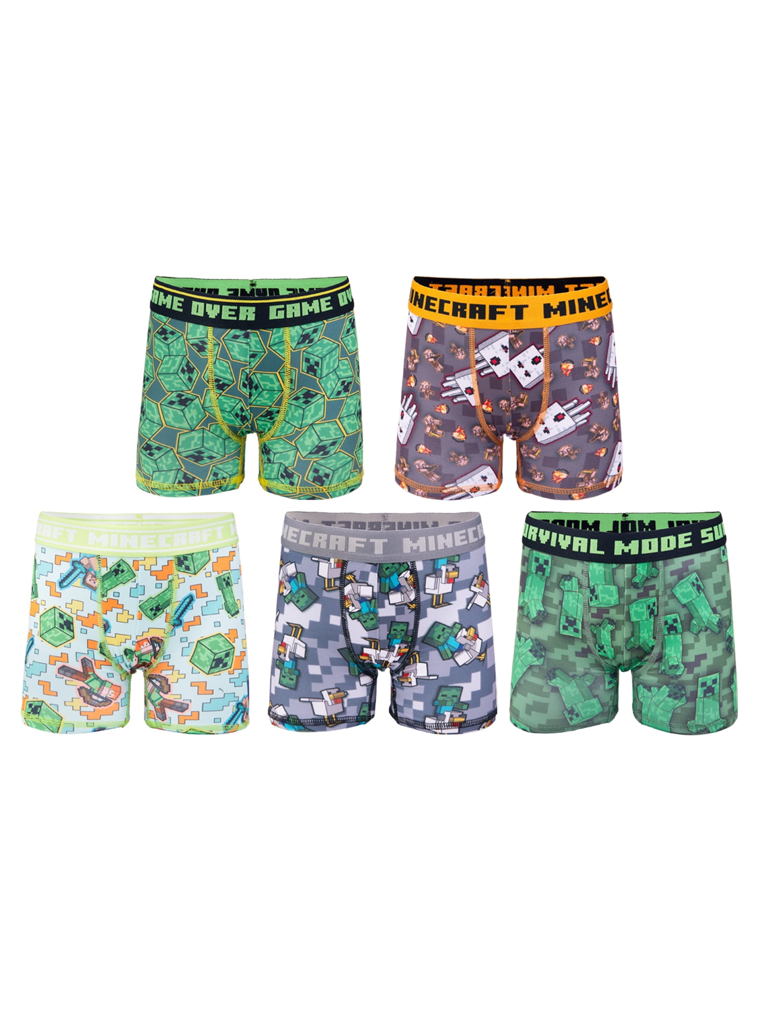 Minecraft Boys Athletic Boxer Brief Character Underwear, 5-Pack, Sizes ...