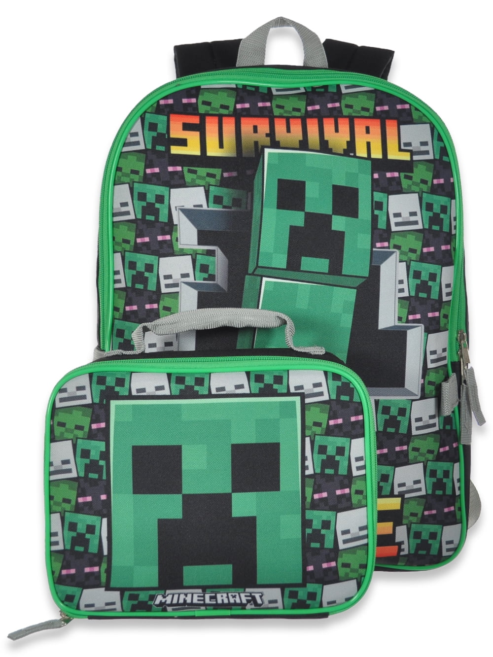 Minecraft Kids' Backpack & Lunchbox Set with Mesh Pocket - Green/Multi ...