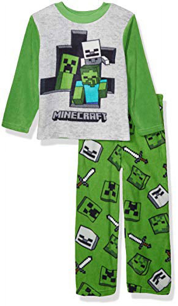 Minecraft Boys' Big 2-Piece Pajama Set, Busting Out Green, 10 - Walmart.com