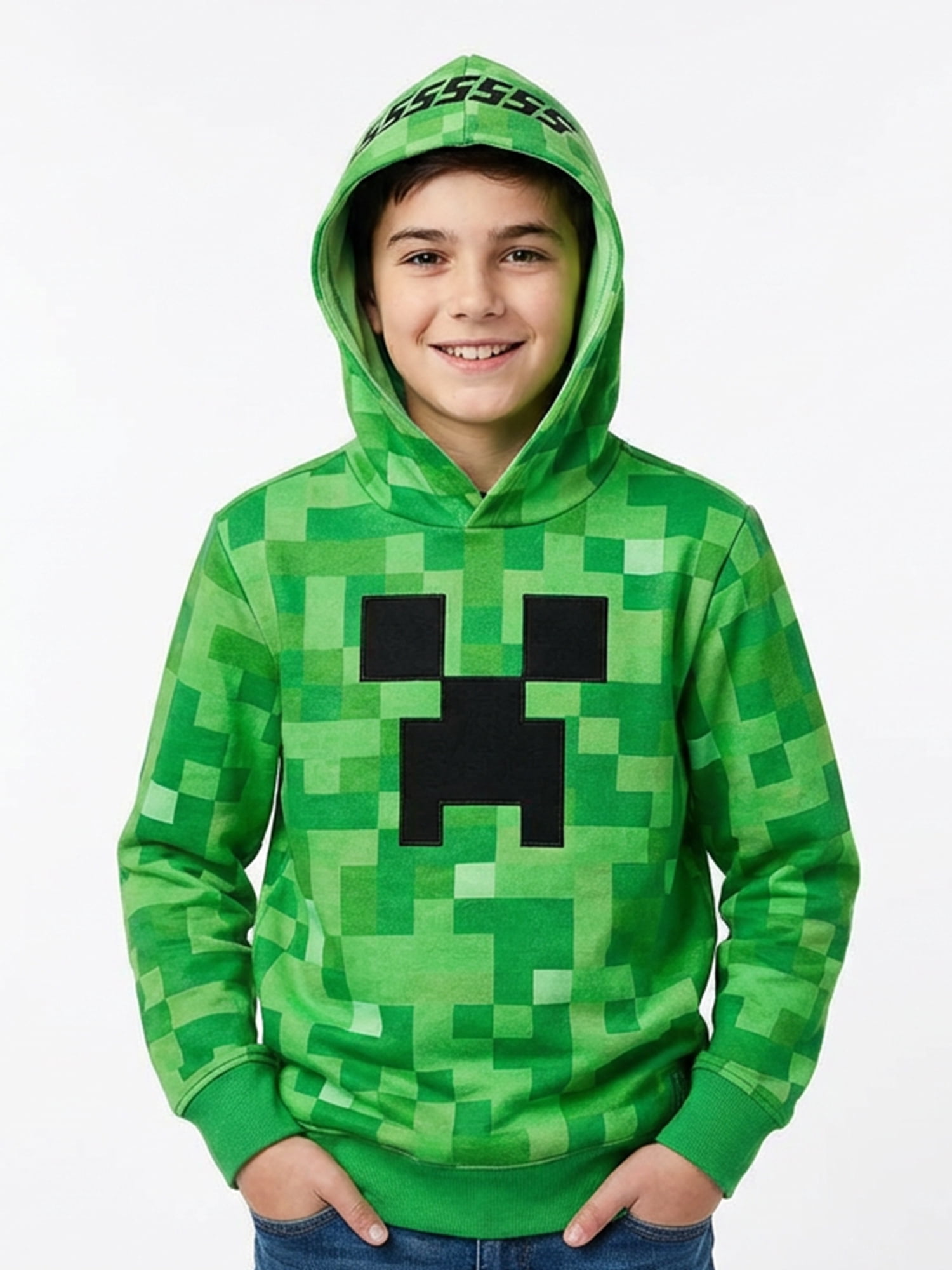 Minecraft, Boys' & Big Boys' Graphic Creeper Cosplay Hoodie, Sizes 4-18 ...
