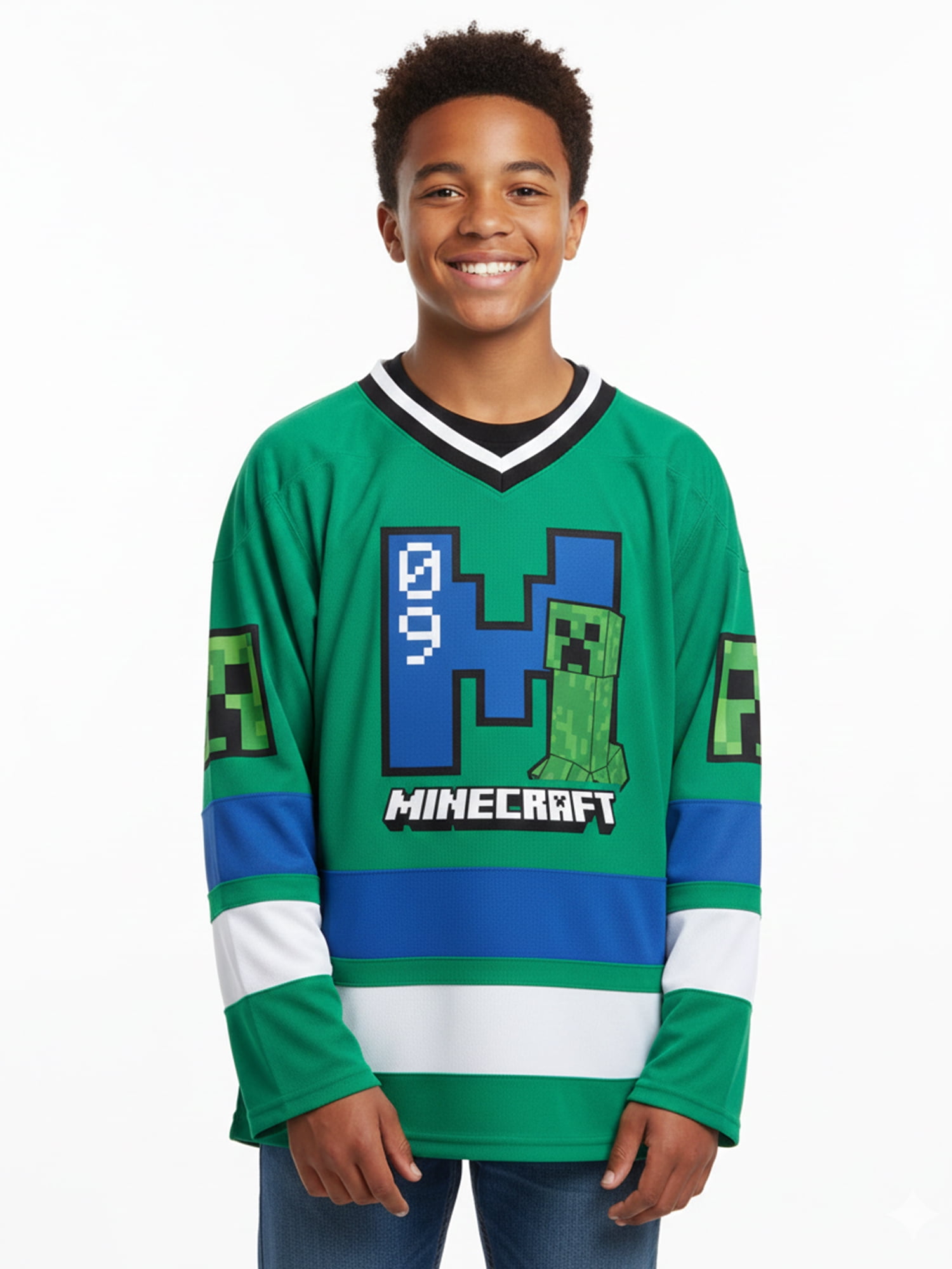 Minecraft Boys and Big Boys Game Over Creeper Graphic Hockey Jersey ...